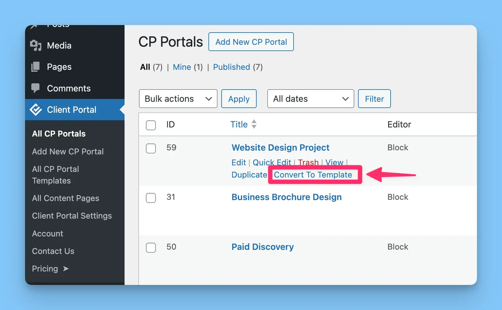 Creating portal templates | Client Portal Help Center