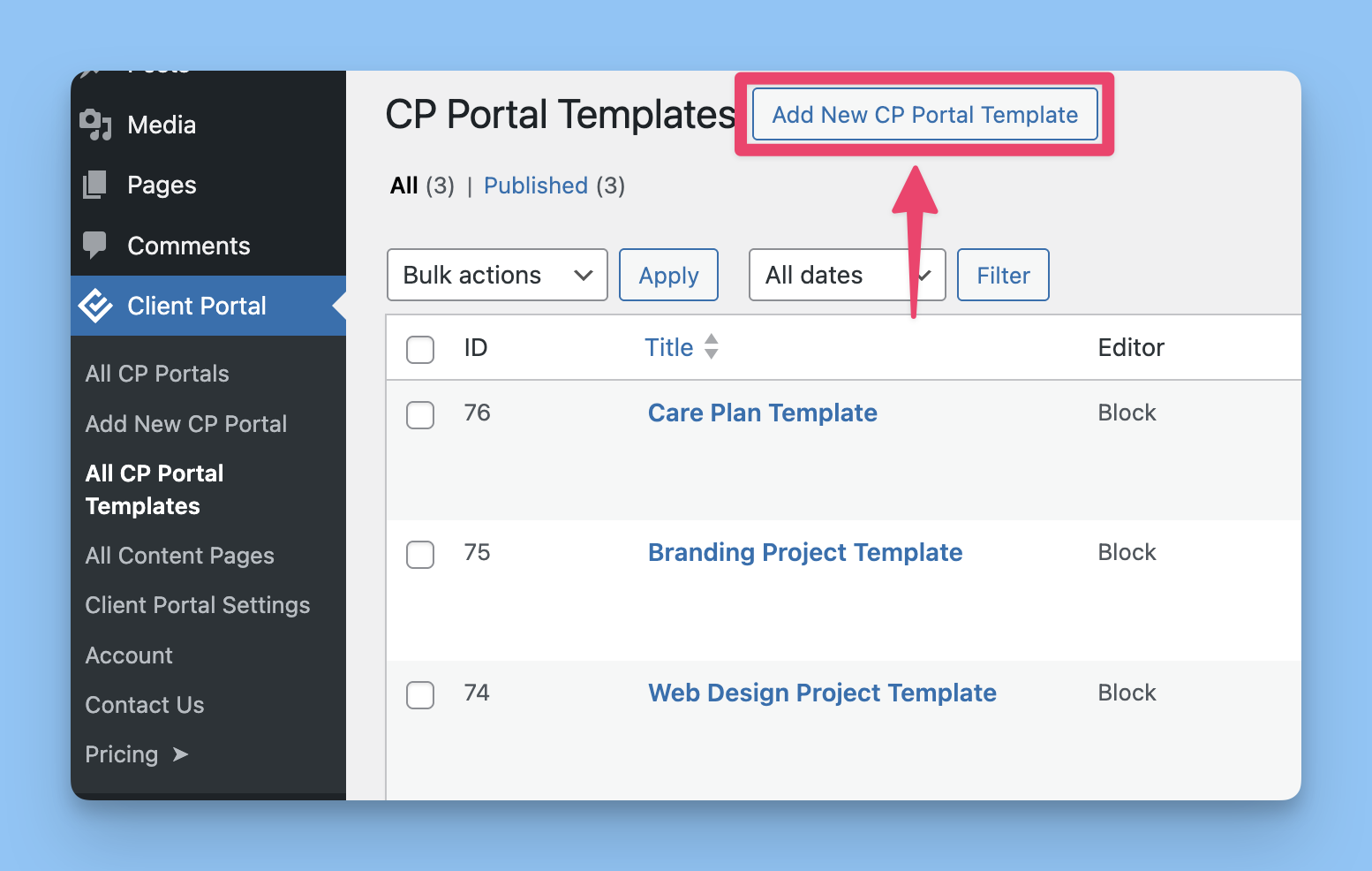 Creating portal templates | Client Portal Help Center