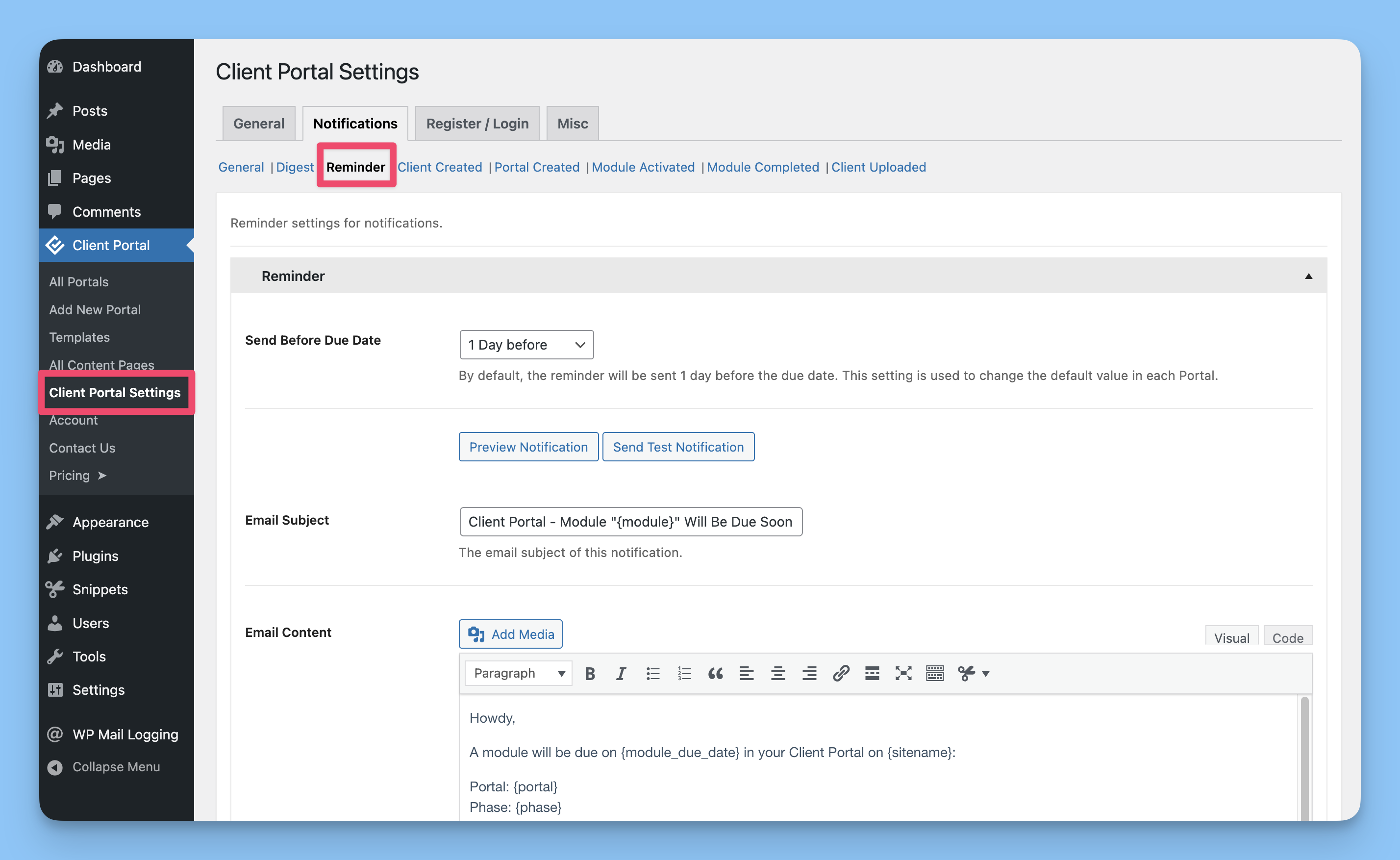 Add due dates and reminders | Client Portal Help Center