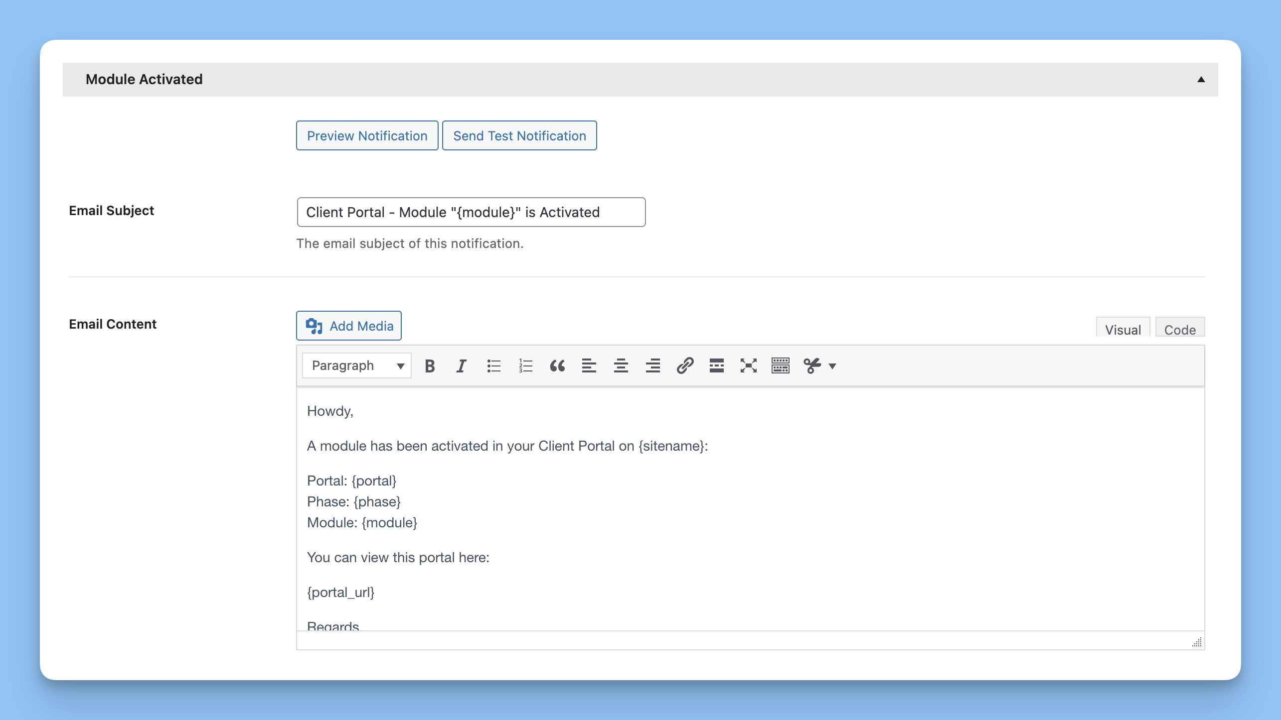 Notification settings | Client Portal Help Center
