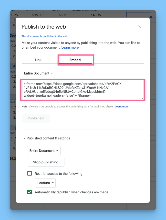 Using Google Sheets with Client Portal | Client Portal Help Center