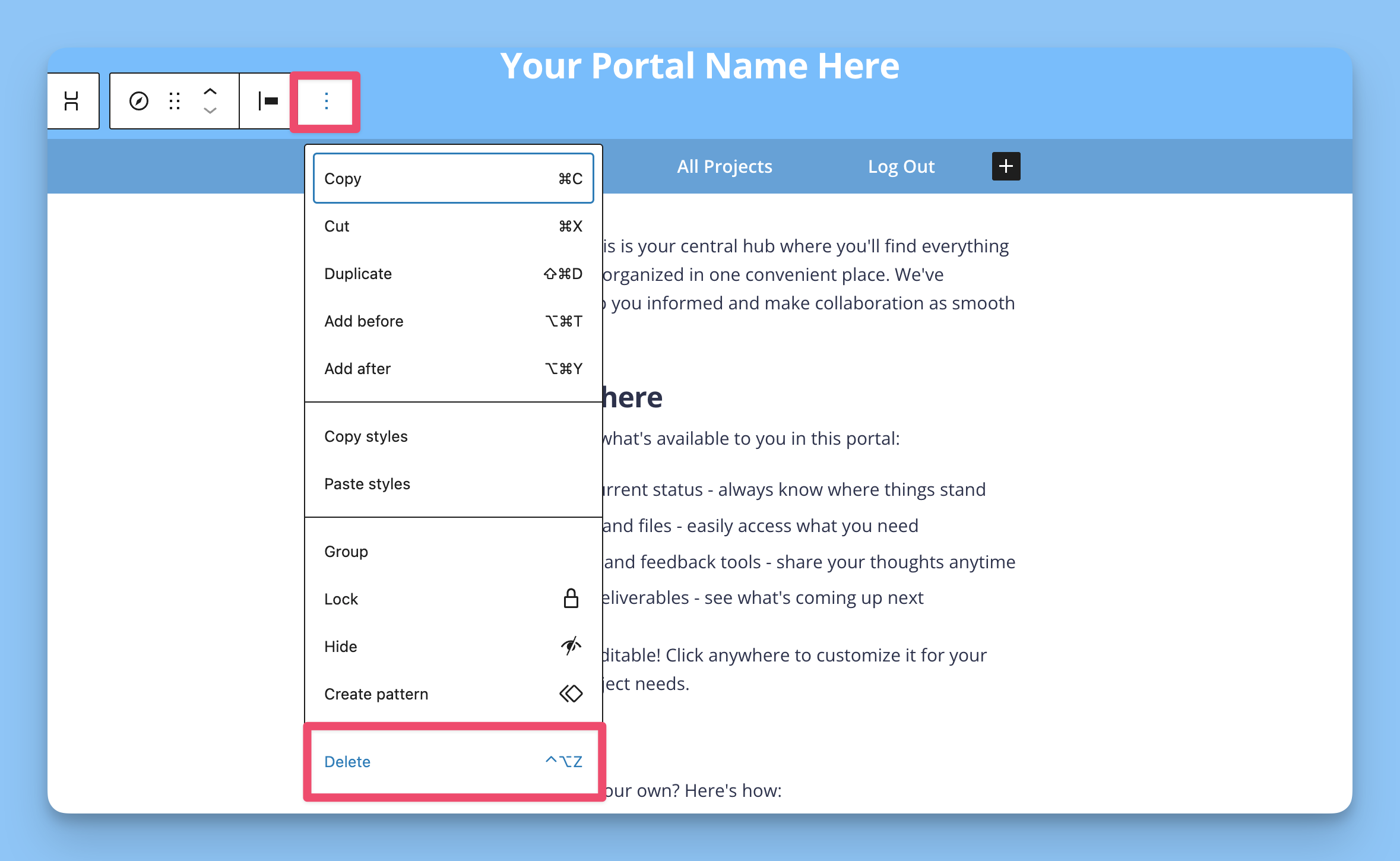 How the menu works in Client Portal | Client Portal Help Center